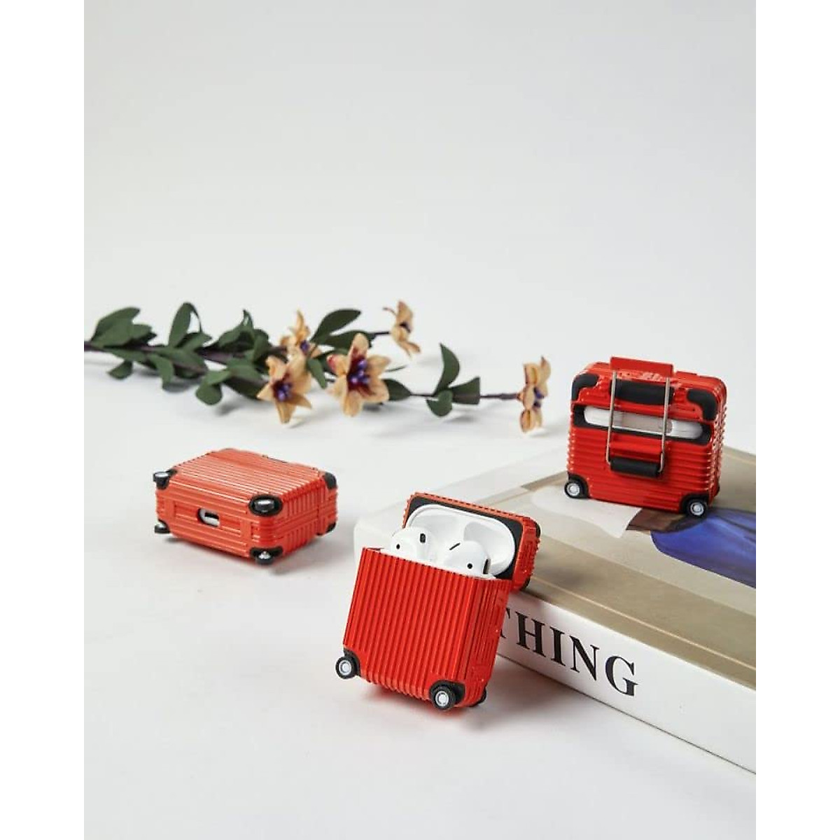 Case for Airpods,Suitcase Trunk Design Airpods Caser Compatible for Apple Airpods 1,2,3&Pro,Travel Enthusiast (AirPods 3,Orange)