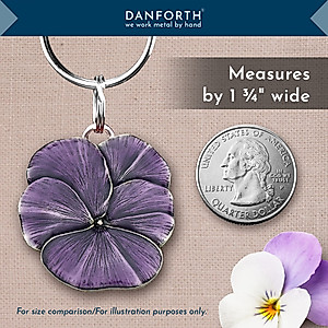 DANFORTH – Purple Pansy Keychain – Handcrafted Pewter Flower Keychain For Women - 1 ¾” - Made In USA
