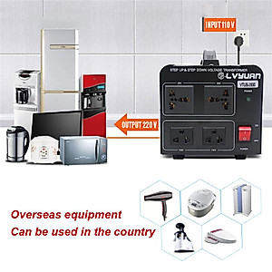 Cantonape Voltage Transformer Converter 2000 Watt Step Up/Down Convert from 110-120 Volt to 220-240 Volt and from 220-240 Volt to 110-120 Volt with 2 US Outlets, 2 Universal Outlets