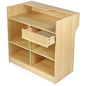 Only Garment Racks Free-Standing Maple Melamine Register Stand, with Adjustable Shelves, Pull-Out Drawer, and Check Writing Area