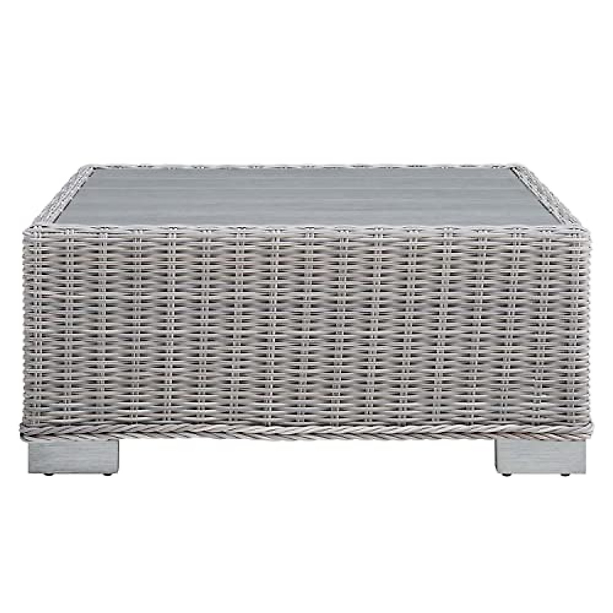 Modway Conway 32" Modern Rattan Outdoor Coffee Table in Light Gray