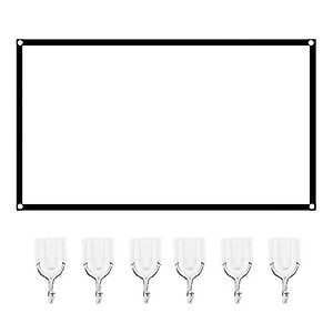 60-150 Inch Portable Projector Screen, Foldable 16:9 HD Non-Crease Polyester Projection Movies Screen Curtain for Indoor Outdoor Film Home Theater Office/Camping/Party(60")