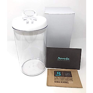 Easy Open Acrylic Cigar Humidor Jar with Boveda 69% 2-Way Humidity System, 25 Cigar Capacity (Round)