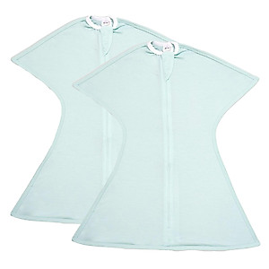 SleepingBaby Zipadee-Zip Transition Swaddle - Baby Swaddling Blanket with Zipper Convenience - Roomy Baby Wearable Blanket for Easy Diaper Changes - Classic Mint, Medium (6-12 Month) - 2 Pack