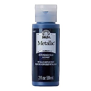 FolkArt Metallic Acrylic Craft Paint, Midnight Blue 2 fl oz Premium Metallic Finish Paint, Perfect For Easy To Apply DIY Arts And Crafts, 36224