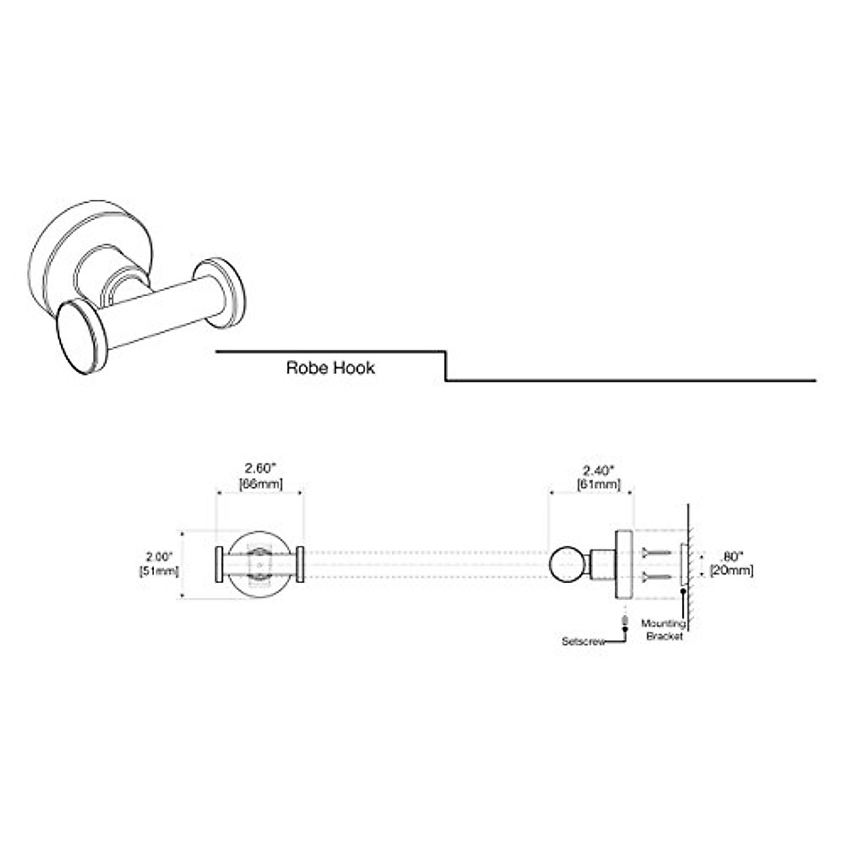Gatco 5505 Studio Bathroom Robe Hook, Matte Black