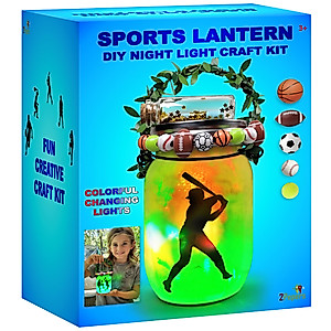 Make Your Own Sports Night Light Lantern Jar Arts & Crafts For Boys And Girls, Football, Soccer, Basketball, Tennis & Baseball Gifts For Kids, DIY Art Kit Age 4 5 6 7 8-12, Best Kids Birthday Present