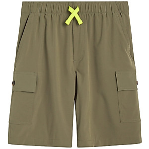 Eddie Bauer Boys' Shorts - Stretch Fit Pull On Cargo Tech Shorts for Boys (4-20), Size 7, Olive