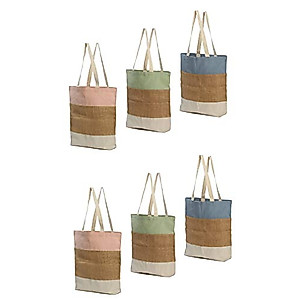 Earthwise Reusable Grocery Bags Color Cotton Canvas Blank Shopping Totes Sturdy 14.5" W x 15" H x 3" D (Pack of 6)