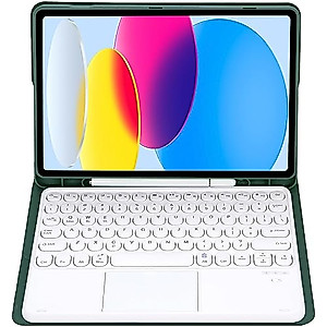 Keyboard Case for Samsung Galaxy Tab S7 FE / S7 Plus / S8+ / S8 Plus 12.4'', with S Pen Holder, 7 Color Backlit, Detachable Wireless Bluetooth Keyboard,Deep Green