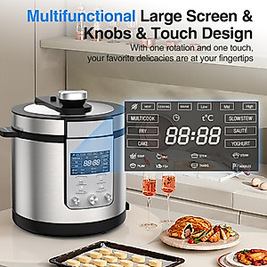 VBGK Electric Pressure Cooker 14-in-1,6.3Qt Pressure Cooker,Slow Cooker,Rice Cooker,Steamer,Yogurt Maker,Bake,Stock Pot,Steamer,Warmer & Sterilizer,Delay Timer,Automatic Pressure Release