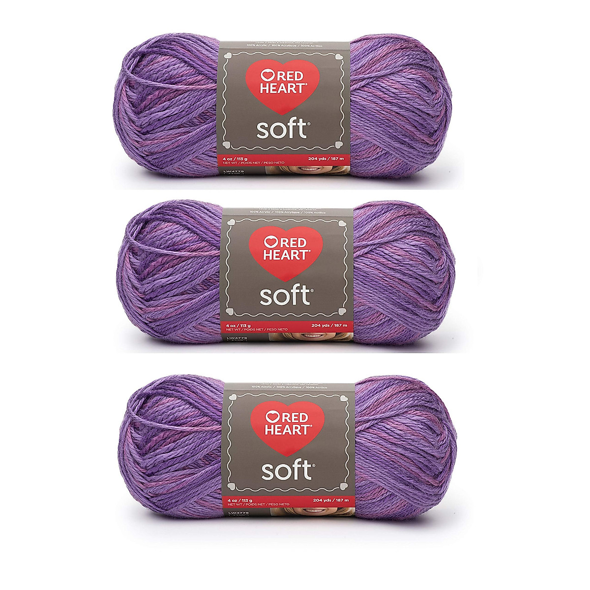Red Heart Soft Yarn (3-Pack) Plummy E728-99403