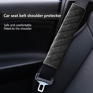 Turcee 2 PCS Auto Seatbelt Covers Soft Seat Belt Cushion,Anti-Friction for a Comfortable Driving,Car Accessories for Men/Women/Kid,Fit with All Cars and Backpacks (Black)