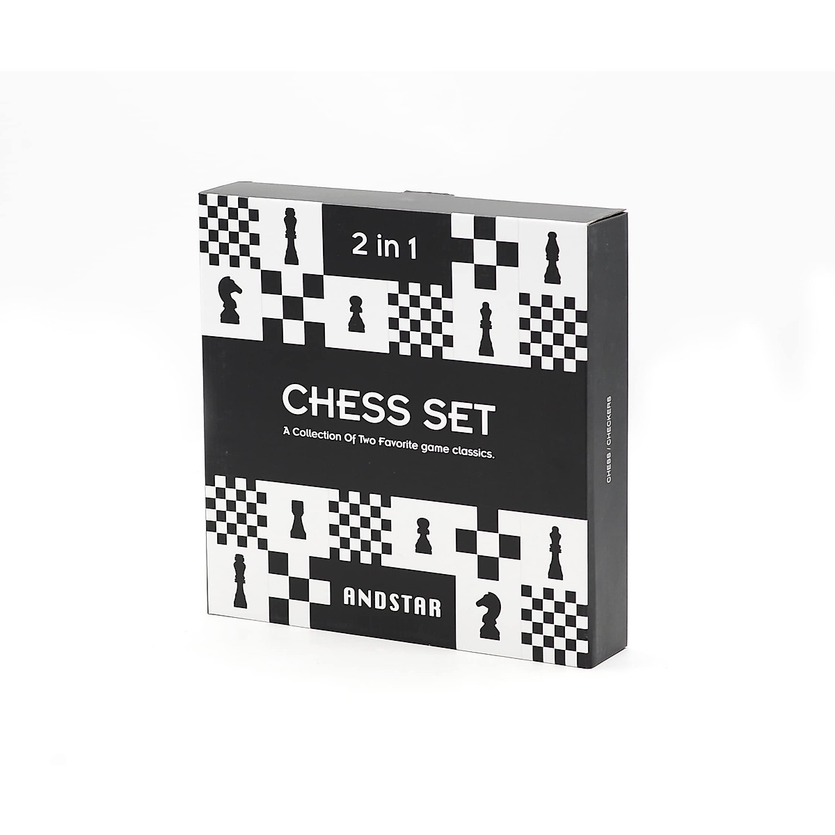 ANDSTAR 2 in 1 Wooden Chess and Checkers Board Game Set Staunton Style Pieces with Storage Drawer Combo Set Portable Table Games for Kids and Adults Travel Family Party