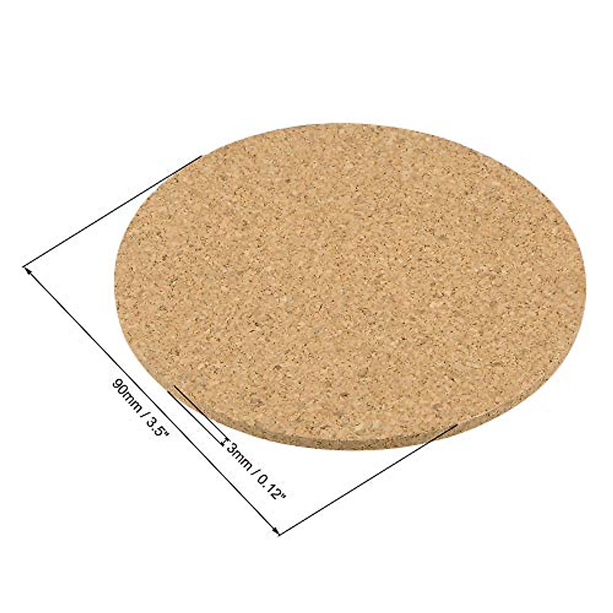 uxcell Cork Coasters Wooden Trivet Drinks Mats, Round 3.5 Inch Diameter, 0.12 Inch Thick for Home Bar Kitchen Restaurant Lab, Yellow, Pack of 12