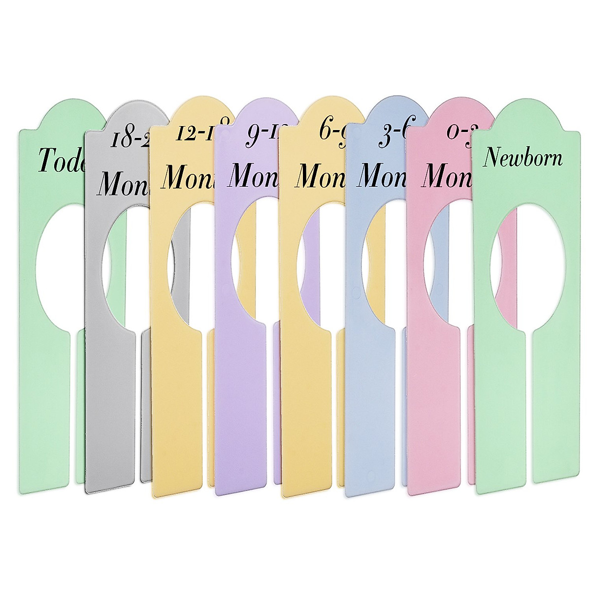 Colorful Closet Dividers Baby Boy Girl Clothing Rack Size Dividers with Sizes Newborn to 18-24 Months (8 Pieces)
