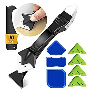 Silicone Caulking Tools,Caulking Tool 3 in 1,Glass Glue Angle Scraper, Stainless Steelhead Caulk Remover and Sealant Scraper, for Bathroom,Kitchen,Floor,Window,Sink Joint,Frames Seal