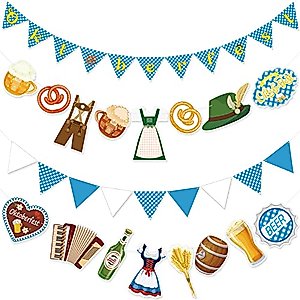 Hotop 4 Pieces Oktoberfest Decorations Flag Banner Oktoberfest Garland Set Bavarian Flag Bavarian Pennant Banner for Oktoberfest Party Supplies Bavarian Themed Party Favors Backdrop Booth Photo Prop