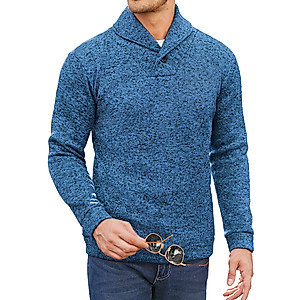COOFANDY Men Dress Sweater with Collar Fashion Light Fleece Sweatshirt Fall Winter Sky Blue