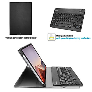 ProCase Keyboard Case for Surface Pro 7 (2019) /Pro 6 (2018) /Pro 5 (2017) /Pro 4 (2015) 12.3 Inch Tablet, Slim Lightweight Smart Cover with Magnetically Detachable Wireless Keyboard –Black