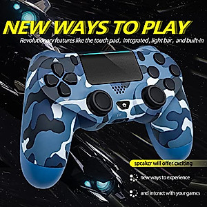 2 Pack Wireless Controller for Playstation 4, Qyszy88 Wireless Controller for Sony PS4/Pro/Slim/, with Double Shock/Stereo Headset Jack/Touch Pad/Six-axis Motion Control，Great Gamepad Gift (Blue+Purple)