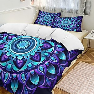 Hippie Duvet Cover Full Size - Super Soft Aesthetic Comforter Cover Set, 3PCS Breathable Microfiber Bedding Set with Zipper Closure