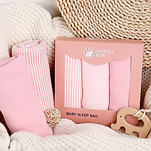 CIVARUA KIDS Baby Swaddle Blankets for Baby Girls, Adjustable 3 Pack Newborn Swaddle Sack for 0-3 Months Infant, Ergonomic Baby Swaddle Sleep Sack, Pink Baby Swaddle Wrap (Small/Medium)