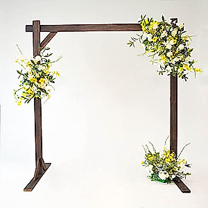 Balsa Circle 7 feet Dark Brown Wood Backdrop Stand Square Wedding Arch - for Outdoor Party Events Reception Decorations Supplies