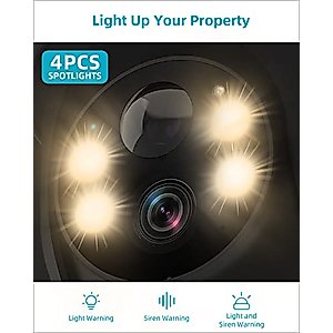 DEKCO 【New Version】 5MP UHD Solar Security Camera Wireless Outdoor, Home Security System with Spotlights, Night Vision, Pan Tilt 360° View, 2-Way Audio, Human Detection, Connect to 2.4Ghz WiFi DC9P