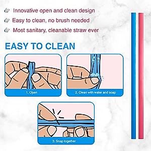 Semperfi Reusable Straws Set of 6 Silicone Straws No Cleaning Brush Needed Soft Straight with 6 Colourful Keychain Silicone Cases Portable Bendable Openable Straws Biodegradable Packaging