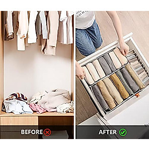YZYANZI Socks Pants T-shirts Clothes Drawer Organizers Dividers For Drawer Folded Clothes Clothing (7 Packs - 2x Socks Grid-11+ 1 x Bra Grid-6 + 2 x Underwear Grid-7 Small + 2 x Legging Grid-7 Medium)