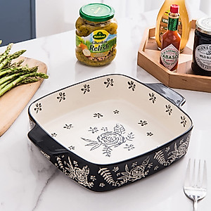 Wisenvoy Baking Dish Ceramic Brownie Pan 9x9 Baking Pan Casserole Dish Lasagna Pan Square Rose Dish Pan Bakeware Sets