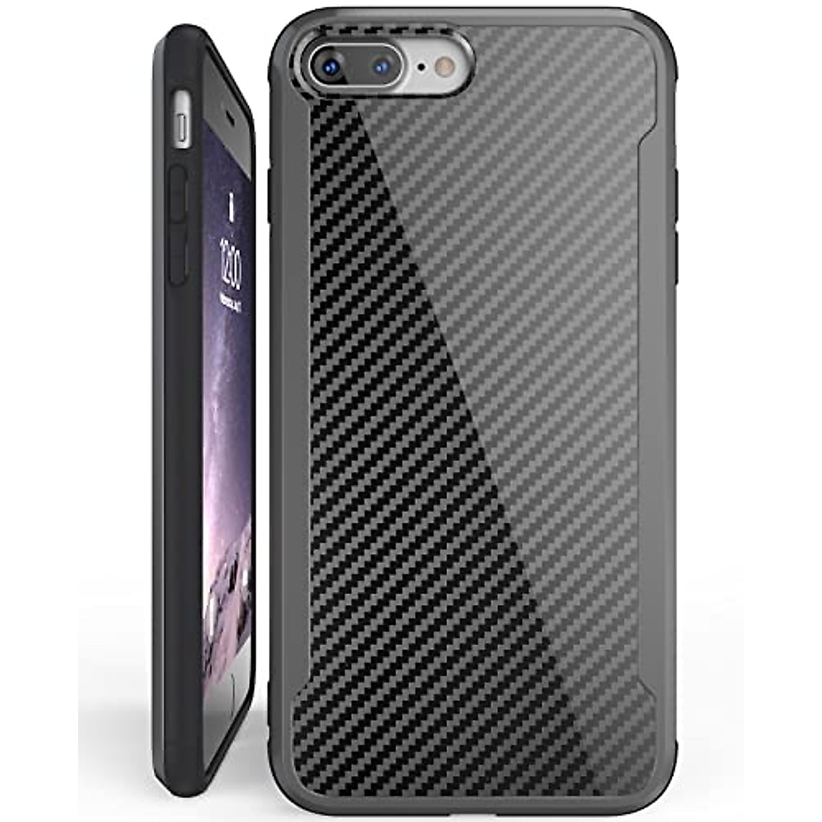 Nicexx Designed for iPhone 7 Plus | iPhone 8 Plus Case with Carbon Fiber Pattern, 12ft. Drop Tested, Wireless Charging Compatible - Black