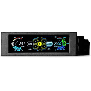 Wscoficey Fan Controller Temperature Monitor Automatic Speed Control LCD Front Panel STW 5.25" 5 Channel Touchscreen for Computer Cooling Fans