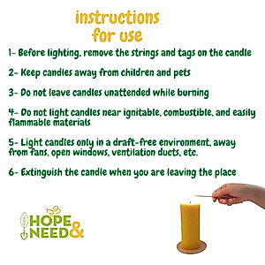 Hope&Need Beeswax Pillar Candles- Big Size 1 Piece(5.5 inches x 2.3 inches) 0 Pure Bees Wax Candles for Home Decoration, Healthy and Natural Honeycomb, Hand-Rolled Beeswax Candle, No Chemicals