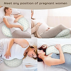 Pregnancy Pillow for Pregnant Women Soft Maternity Body Pillow Support for Back, Legs, Belly, HIPS,Maternity Pillow with Detachable and Adjustable Pillow Cover(Light Green)