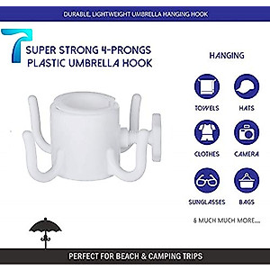 TheCozy Beach Umbrella Sand Anchor | Outdoor Umbrella Base with 3 - Spiral Screw Design | Heavy Duty Rust Free Plastic Umbrella Stand with 4 - Prongs Hanging Hook | Sturdy and Safe for Strong Wind