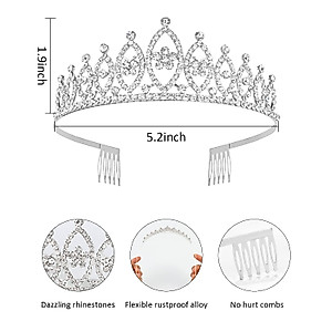 Wecoe Silver Crown for Women Birthday Girls Tiaras and Crowns Princess Queen Crown Wedding Hair Accessories for Brides 21st 16th 50th 40th 30th 60th Happy Birthday Decorations Gifts for Women