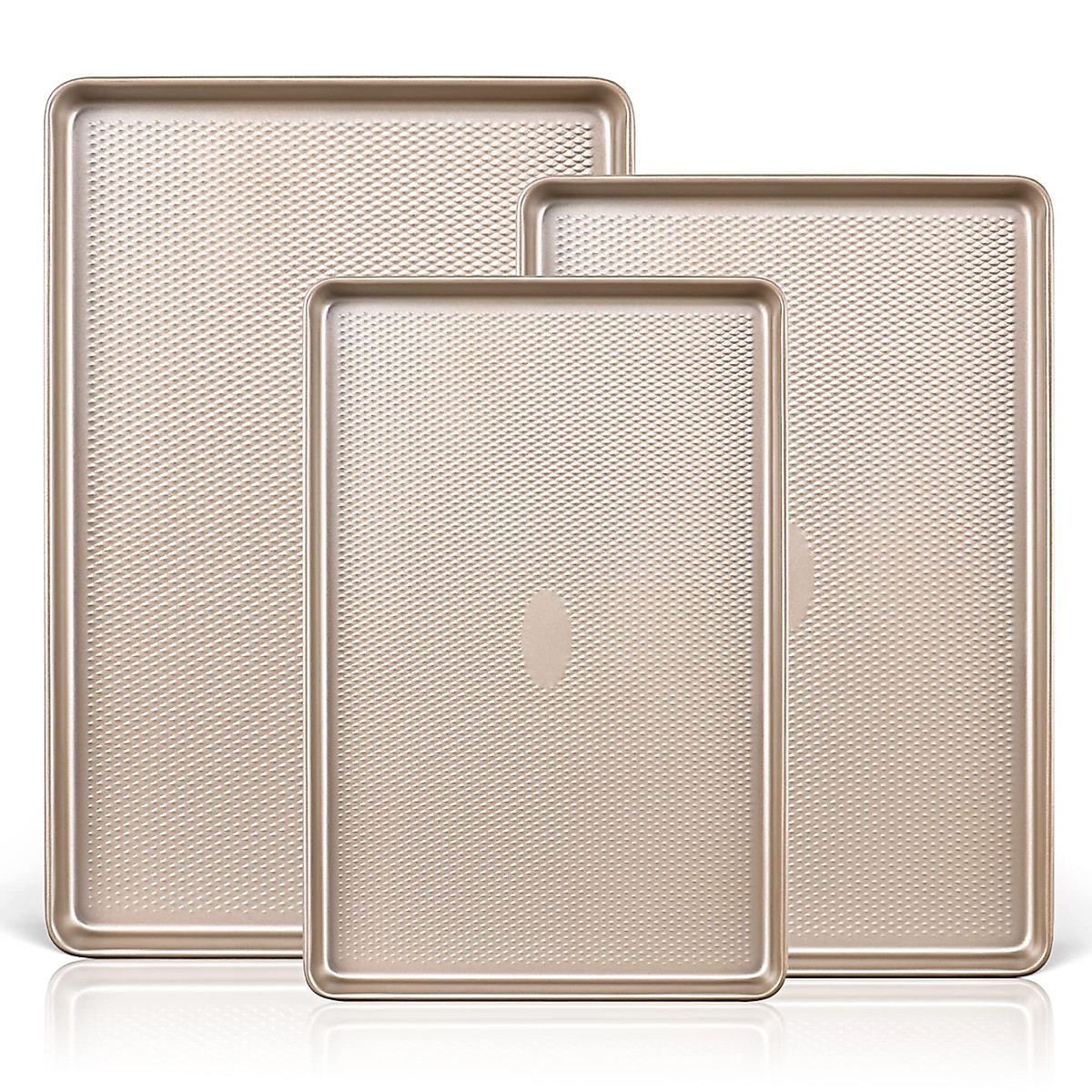 HONGBAKE Half Cookie Sheet 17.5x12 Inches and Half/Quarter/Jelly Roll Baking Sheet Pan Set