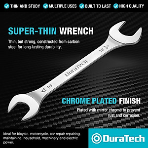 DURATECH 16 mm x 18 mm Super-Thin Open End Wrench, Metric