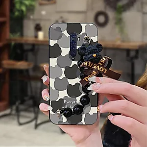 Lulumi-Phone Case for Oppo Reno2, Anti-Knock Protective case Waterproof Phone case Silicone Dirt-Resistant Skin-Friendly Feel Cartoon Black Pearl Pendant Simplicity Cute Soft case