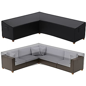 Mrrihand Patio L-Shaped Sectional Sofa Cover, Waterproof Outdoor Sectional Cover,Heavy Duty Garden Furniture Cover with Air Vent 83W*104D*31H/33.5