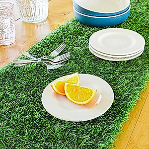 14x48-Inch Faux Grass Table Runner for Spring, Summer Table Centerpieces, Wedding Banquets, Sports-Themed Parties, Celebrations, Rustic-Style Decor (20mm Pile Height)