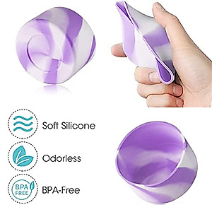 XSHNUO 2 Pcs Silicone Boot for Stanley Quencher Adventure 40oz with Handle & Stanley IceFlow 20oz 30oz, Anti-Slip Water Bottle Bottom Sleeve Cover Stanley Cup Accessories (White-purple)