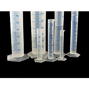 Plastic Transparent Blue Line Liquid Graduated Measuring Cylinder Lab Test Tube 10ml /25ml /50ml /100ml/ 250ml /500ml / 1000ml Pack Of 7
