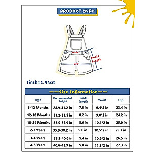 KIDSCOOL SPACE Baby Girl Boy Jean Overalls,Toddler Summer Denim Shortall,Blue,18-24 Months