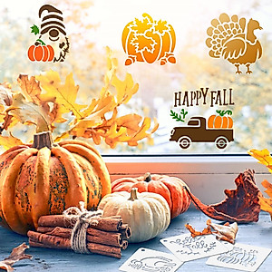 Augshy Fall Stencils, 56 Pack Thanksgiving Stencils Small Fall Stencils for Painting on Wood Ornaments Slice DIY Crafts Fabrics Window Thanksgiving Autumn Decoration (3 Inch)