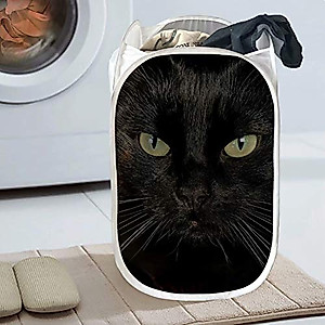 AFPANQZ Black Cat Eyes Design Strong Mesh Pop-up Laundry Hampers Large Laundry Baskets with Extra Pocket Easy to Open and Fold for Travel Save Place 61L Bathroom Laundry Room Black