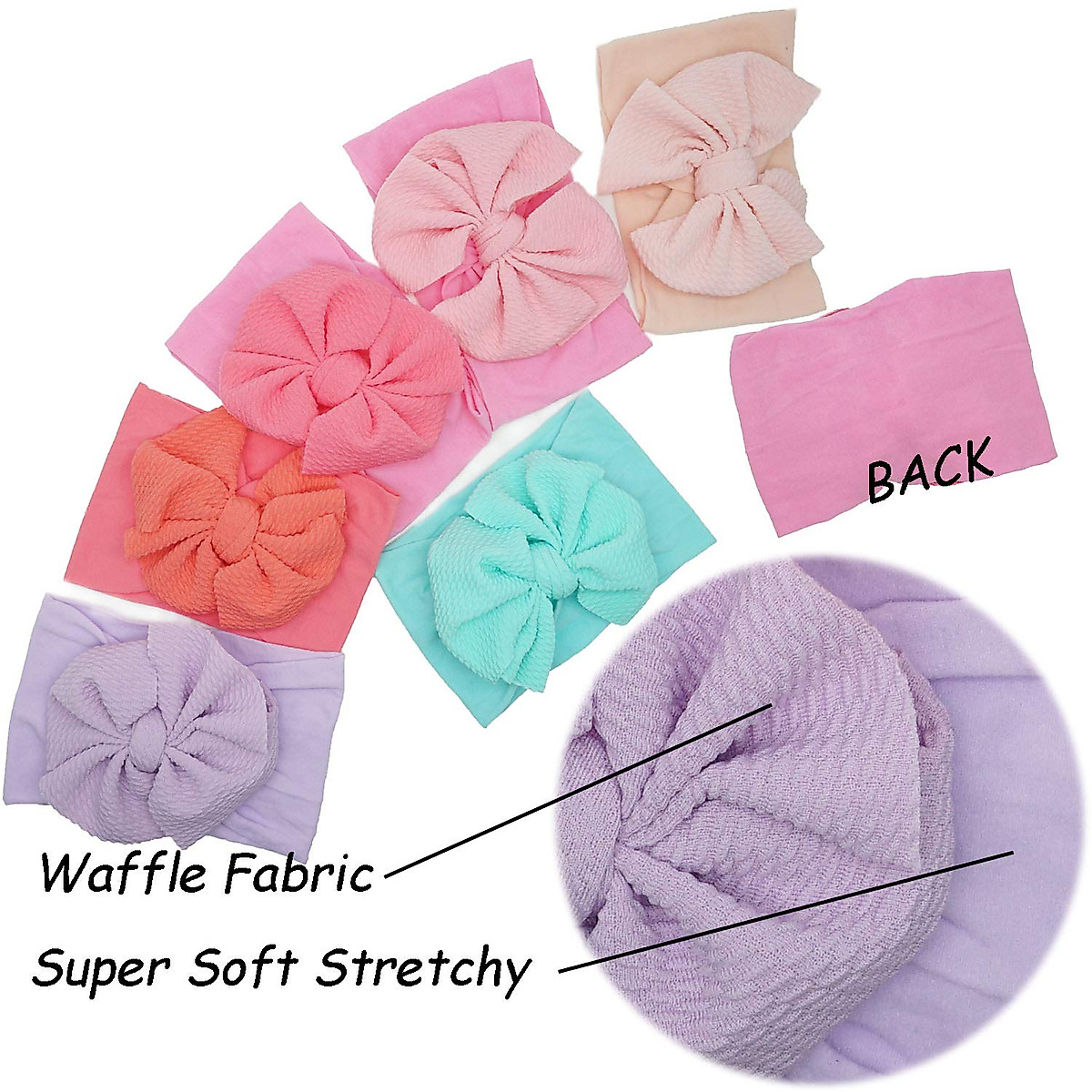 DeD 16 PCS Baby Nylon Headbands with Bows Stretchy Nylon Hairbands Hair Accessories for Newborns Infants Toddlers