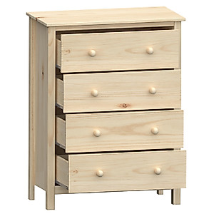 From the Tree Furniture Chest 4 Drawer 30" Solid Wood Unfinished - Ample Storage with Beach Charm for Any Space